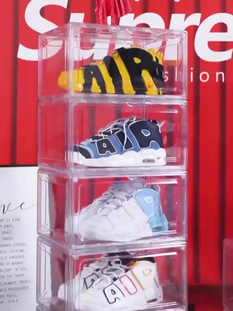 Stackable acrylic shoe box storag organizer transparent Magnetic ...