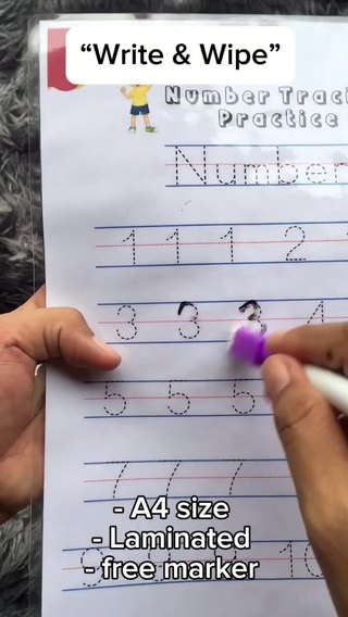 WRITE & ERASE CHART WITH FREE MARKER / A4 SIZE LAMINATED / EDUCATIONAL ...
