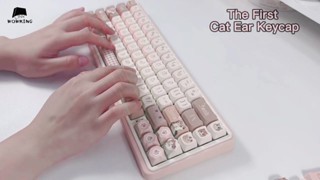 PBT Cat Ear Shape Keycaps 144Keys/Set MAO Profile Full Key Five-sided ...