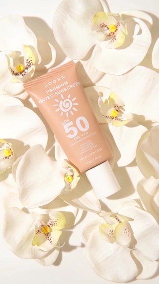ADORN Premium Tinted Sunscreen Spf50 Sun Protect Sunblock No White Cast ...