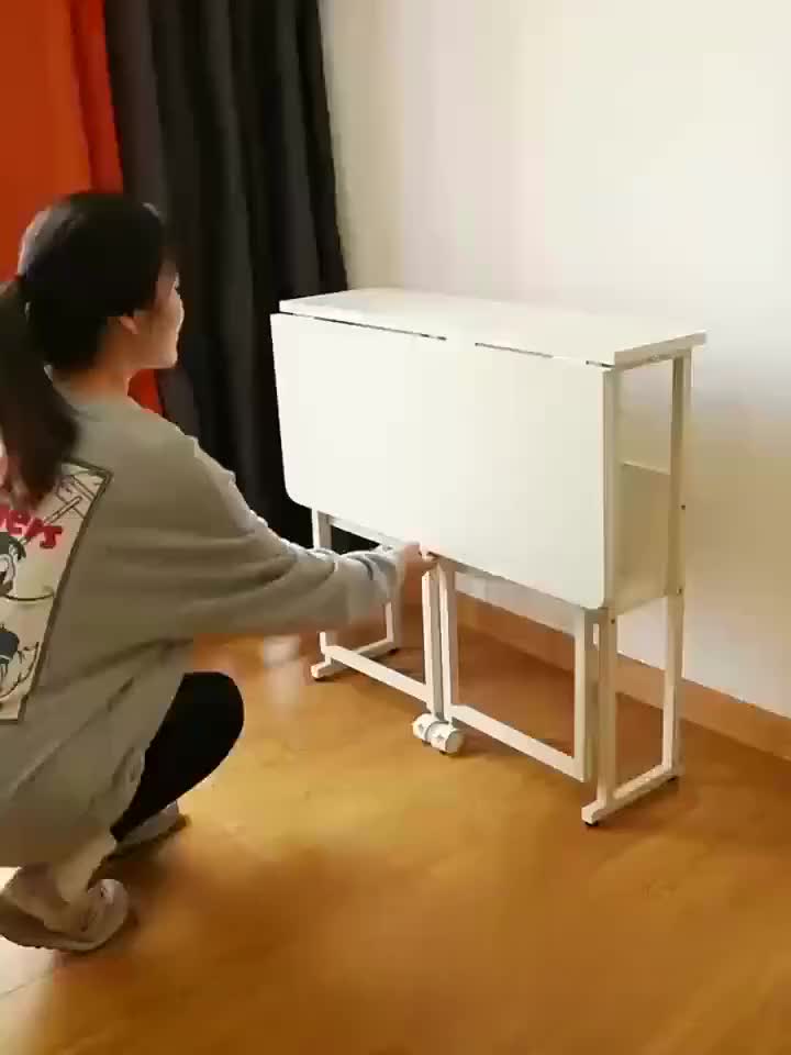 Removable Study Table Folding Computer Table 2-layer With Wheels ...