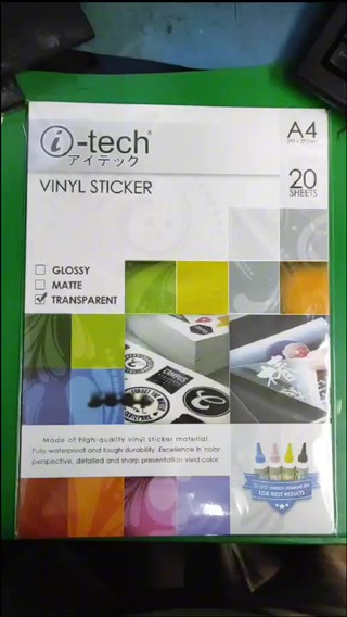 A4 Itech Vinyl Sticker Waterproof (MATTE/GLOSSY/TRANSPARENT) | Shopee Philippines