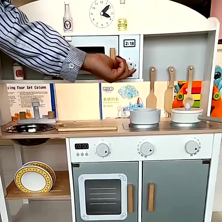 Wooden Japanese White Kitchen Dress up Game Cooking Children's play ...