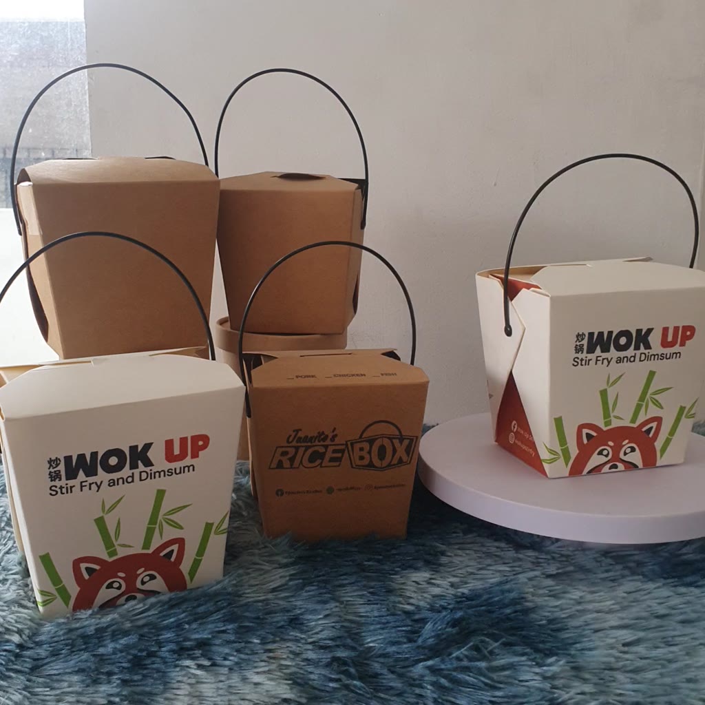 [WHOLESALE] 100pcs Rice in a Box Take Out box handle Noodles Food ...