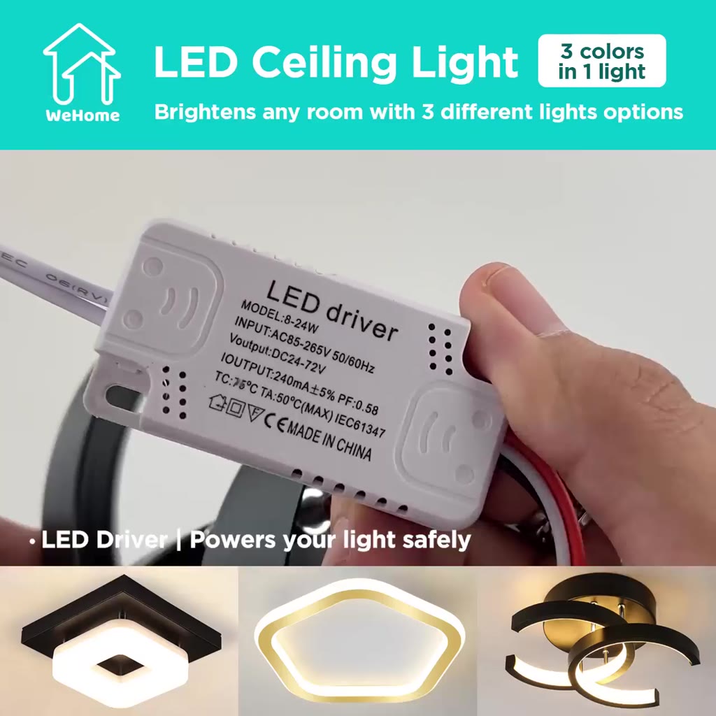 WeHome LED Ceiling Light 3 Color Modern Center Light Tri color Living ...