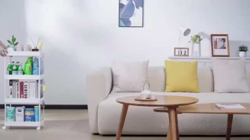 4 Layer Moving Rack Bathroom Organizer rack Kitchen Storage Shelf Wall ...