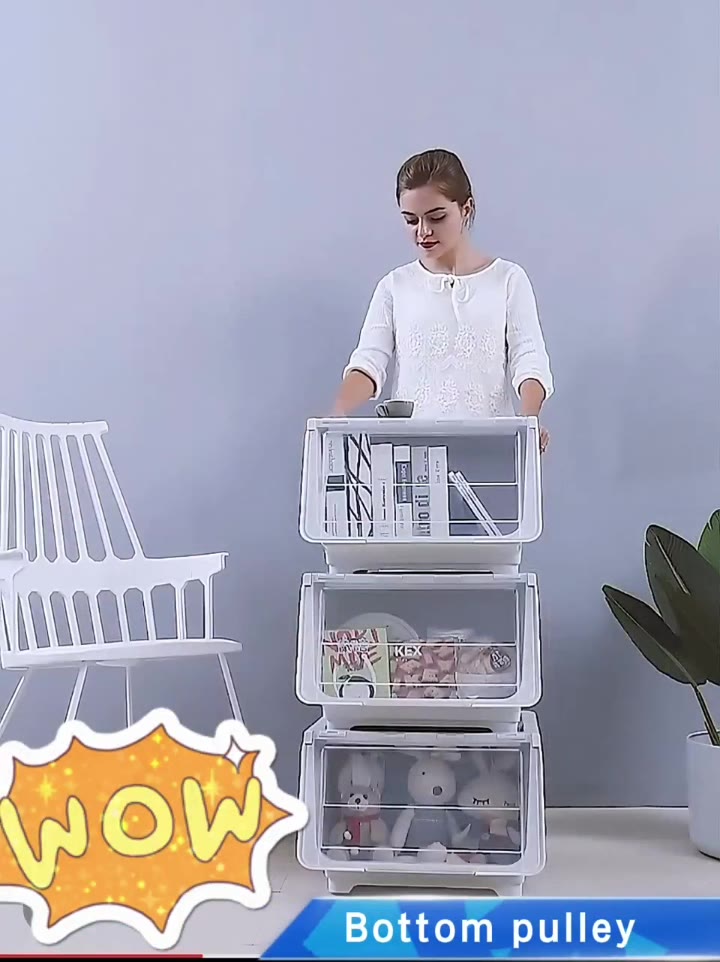 Stackable Plastic Storage Box Large Capacity Flip Top Storage Box with ...