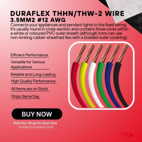 Duraflex THHN/THW-2 Wire 3.5mm2 #12 AWG - 150M per box (Color: Black ...