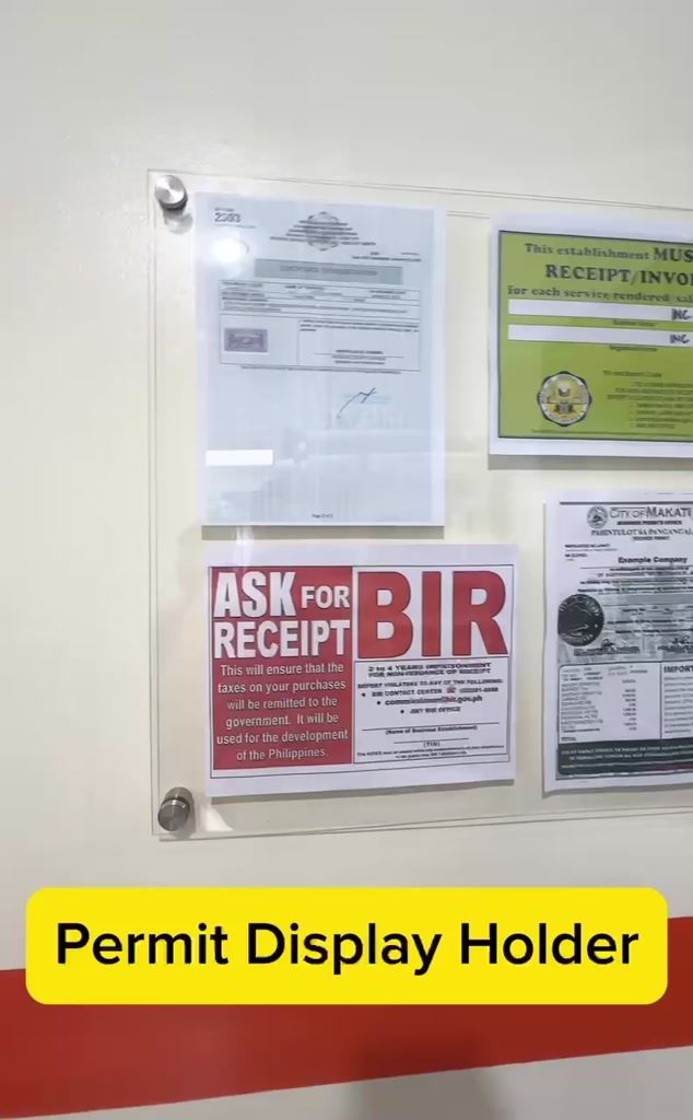 LE Acrylic Business Permit Certificate Registration Display Insert ...