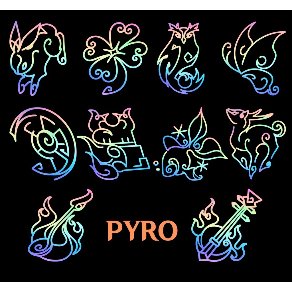 Genshin Impact Pyro Constellation holographic decal | Shopee Philippines