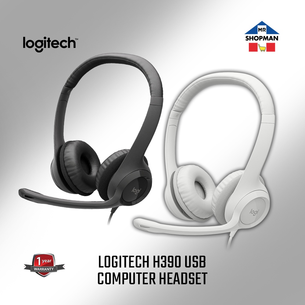 Logitech H390 USB Black / Off White Noise Cancelling Mic Headset Black ...