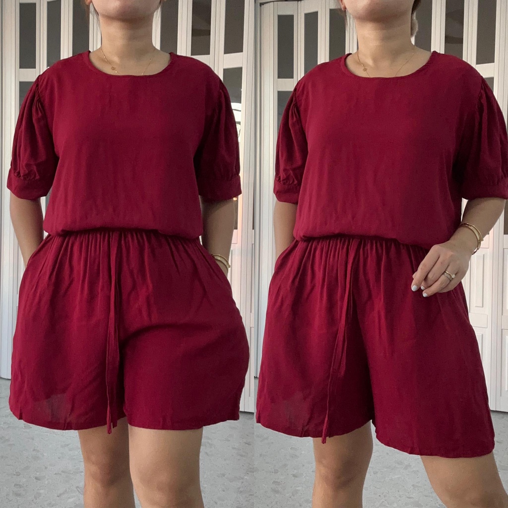 Challis Puff Sleeve Blouse w/ Armhole Hem Terno Short for Chubby ...