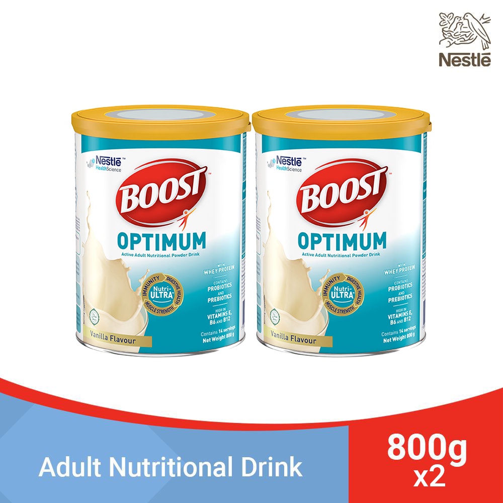 NESTLE BOOST Optimum Vanilla Adult Milk Powder 800g - Pack of 2 ...
