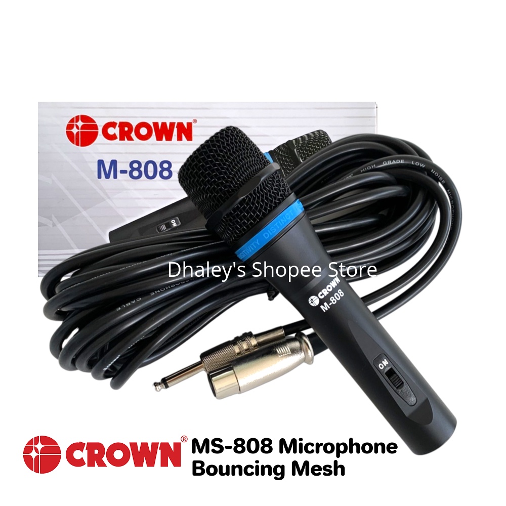 Original Crown M-808 Wired Microphone 10meters wire Bouncing Mesh Heavy ...