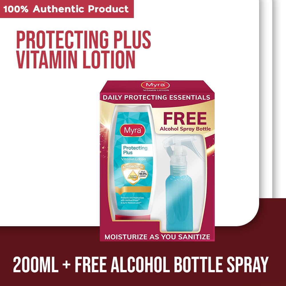 Myra Protecting Plus Vitamin Lotion 200ml + FREE Alcohol Bottle Spray ...