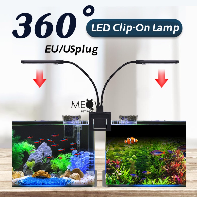 COD AC220V 5W 12 LED Dual-end Aquarium Light Fish Jar Lamp 360°White ...