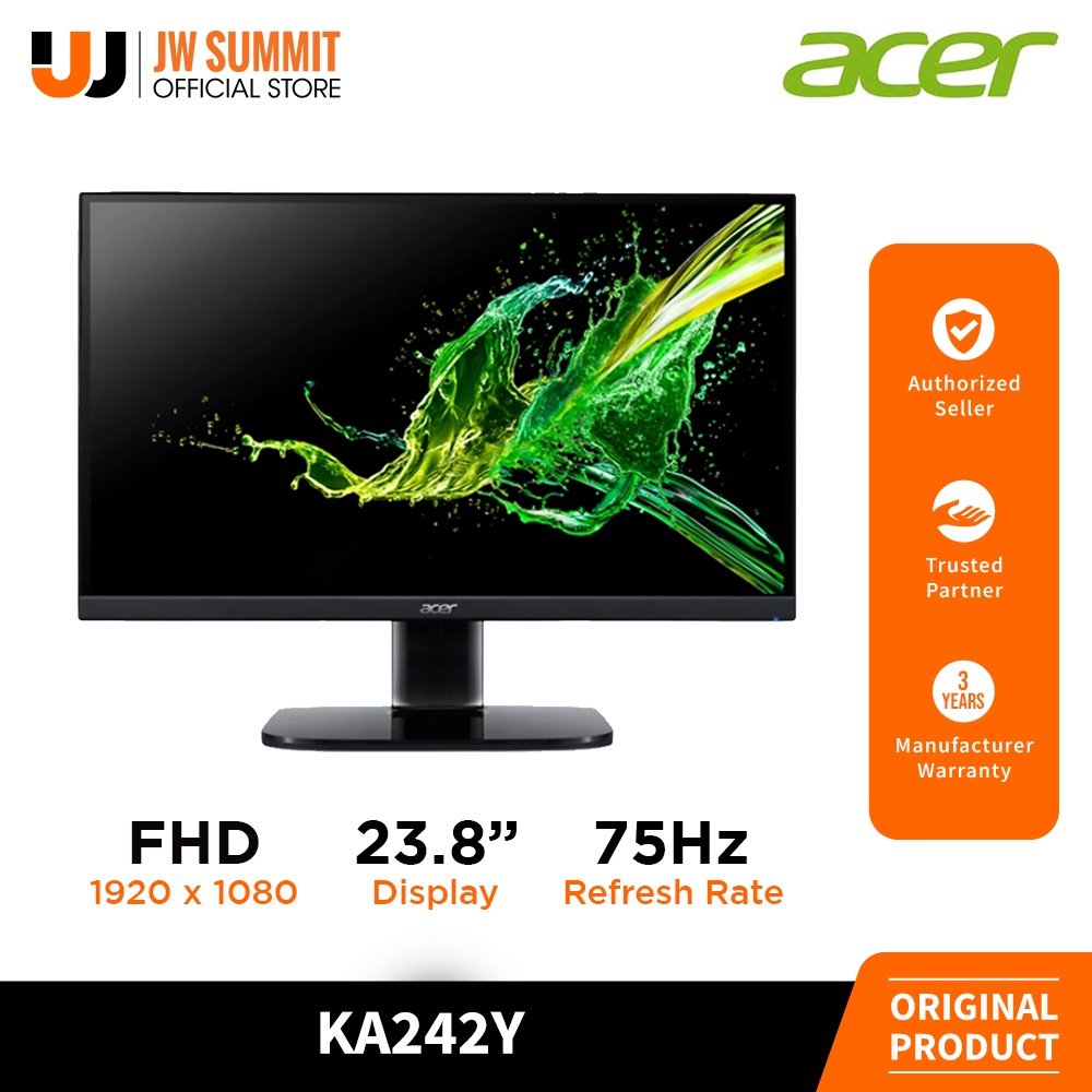 Acer KA242Y 23.8” Full HD 1920x1080 75Hz IPS Technology 1ms AMD Free ...