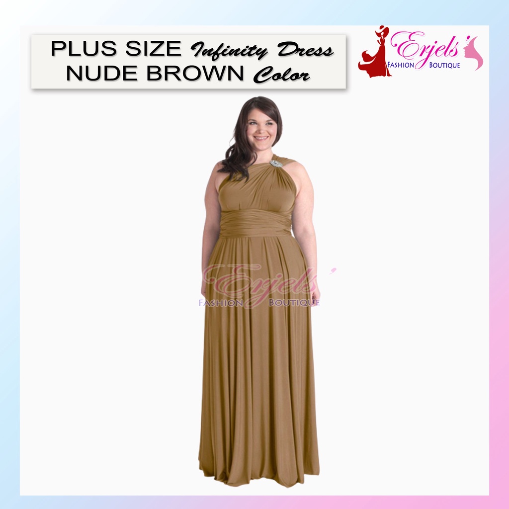 ( PLUS SIZE ) NUDE BROWN Infinity Dress With Tube Floor Length | Can ...