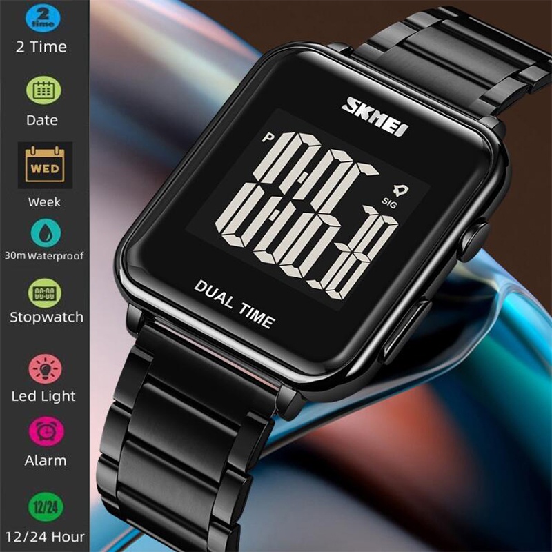 Skmei Men's Led Watch Original Brand Luxury Stainless Steel Strap 30m ...