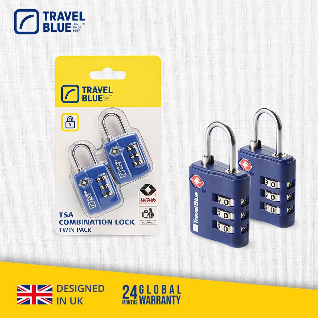 Travel Blue TSA Approved Suitcase Padlock - 3 Dial Combination (Pack of ...