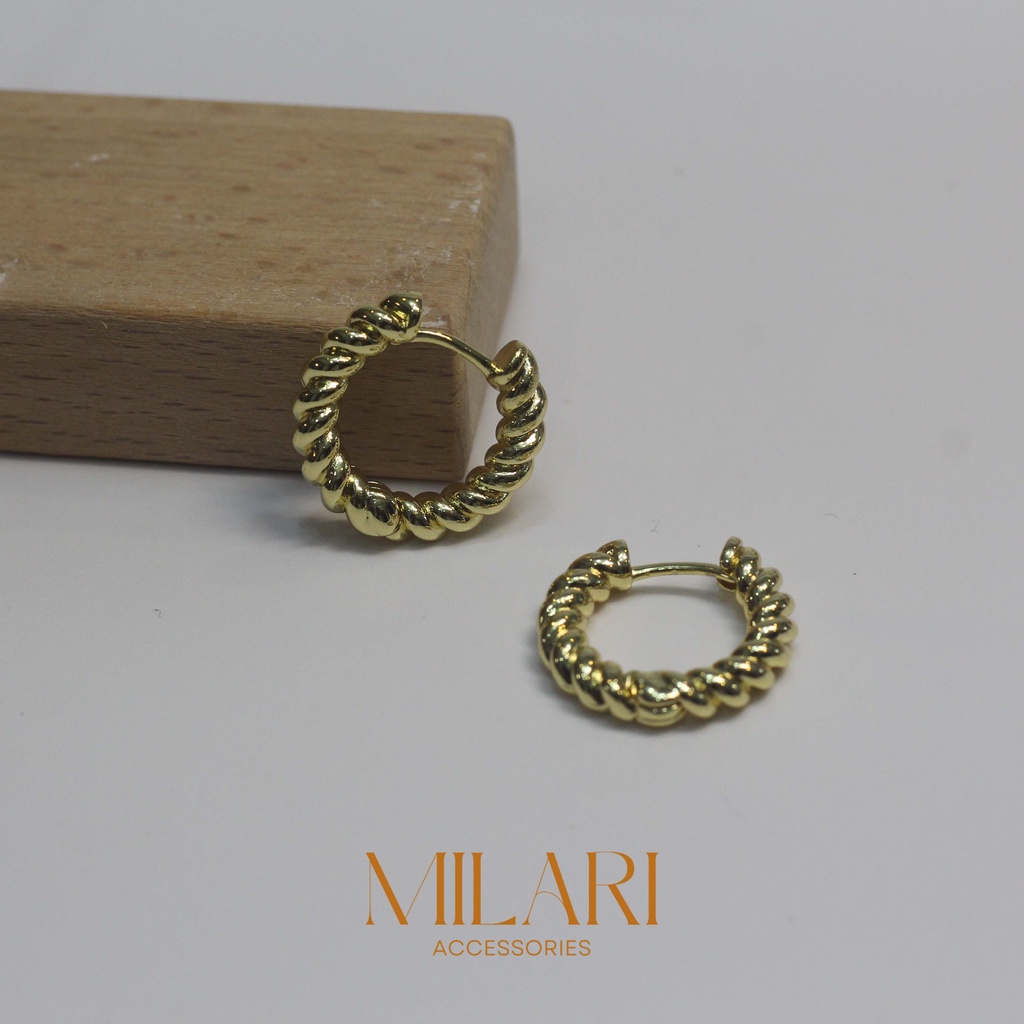 Milari 18K Gold Plated Minimalist Twisted Croissant Hoop Earrings ...