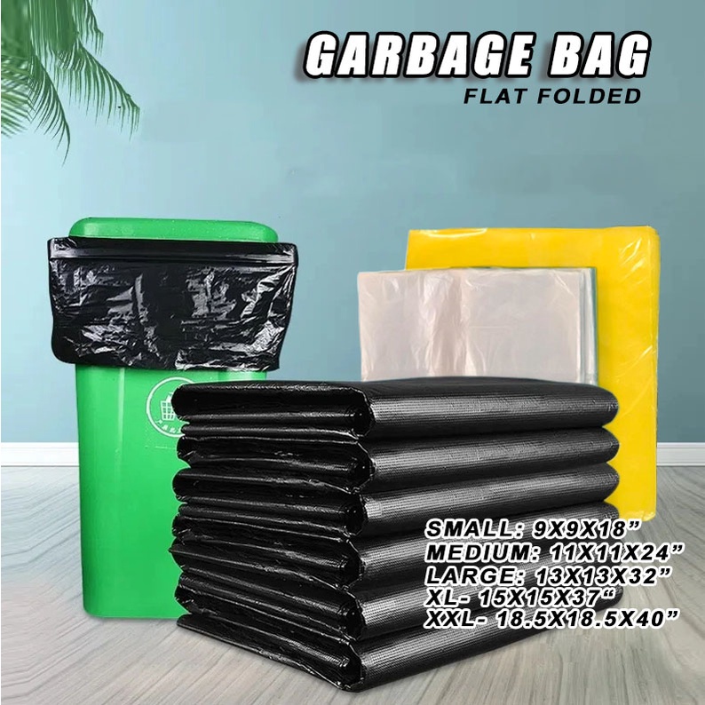 100pcs Garbage Bag BLACK, CLEAR, GREEN, YELLOW (Small Medium Large ...