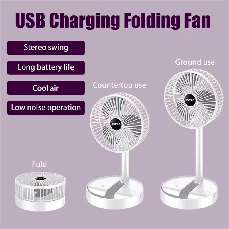USB Rechargeable Foldable Portable Table Desk Stand Fan Outdoor Office ...