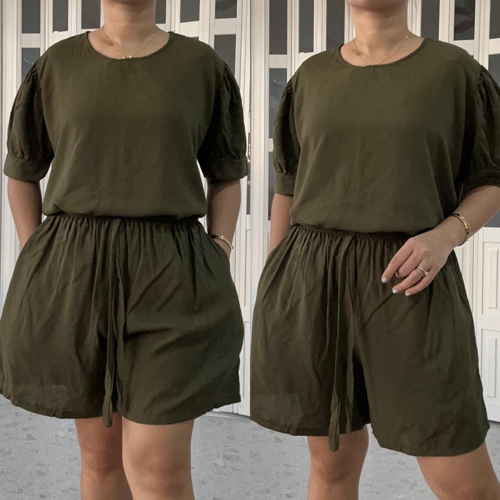 Challis Puff Sleeve Blouse w/ Armhole Hem Terno Short for Chubby ...