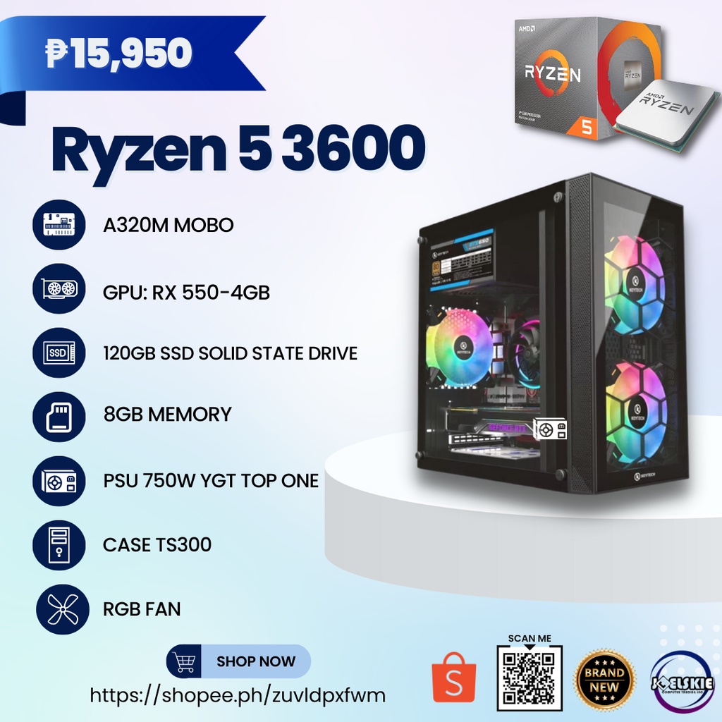 AMD RYZEN 5 3600 Complete set w/ rx550 4GB | Shopee Philippines