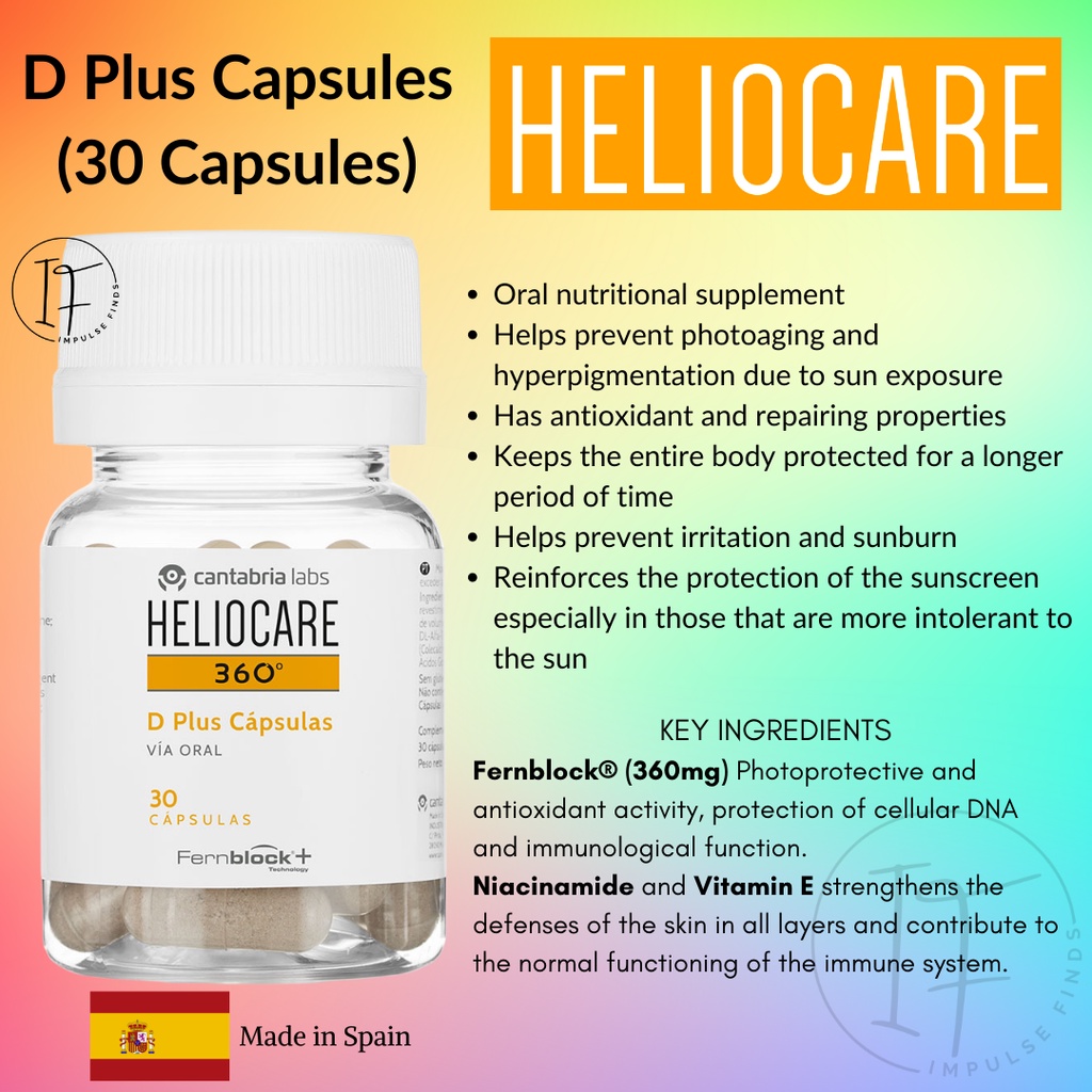 Heliocare 360 D Plus Oral Sunscreen Capsules 30pcs 360mg Fernblock ...