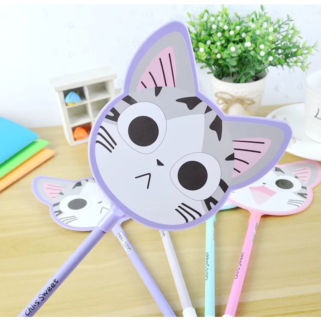 Cartoon Cheese Cat Fan Neutral Pen Lovely Student Stationery Prize Gift ...