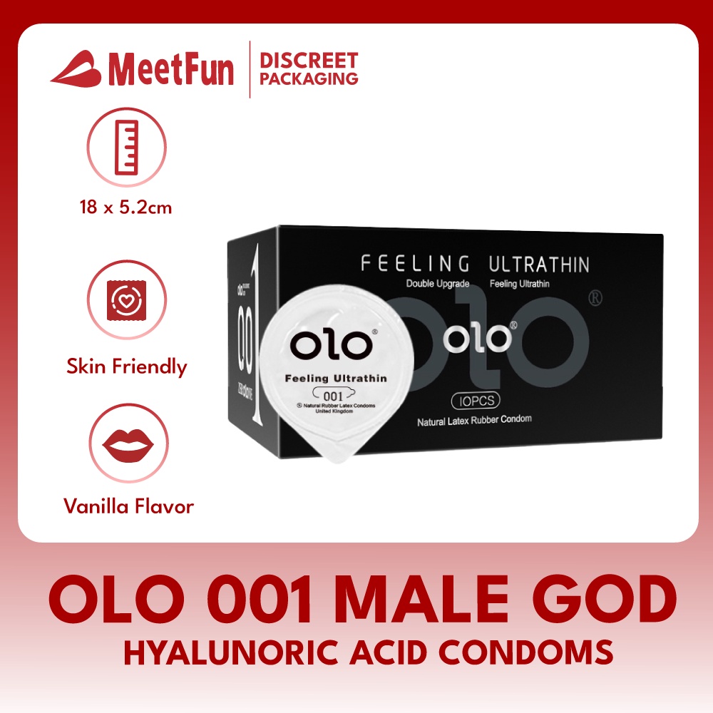 Meetfun OLO 001 Male God Hyaluronic Acid Condom For Men 0.01mm Ultra-Thin Natural Latex Rubber ...