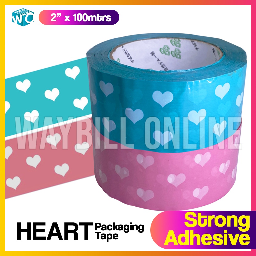 Heart Design Packaging Tape Design 100 Meters Strong Adhesive Sealing ...
