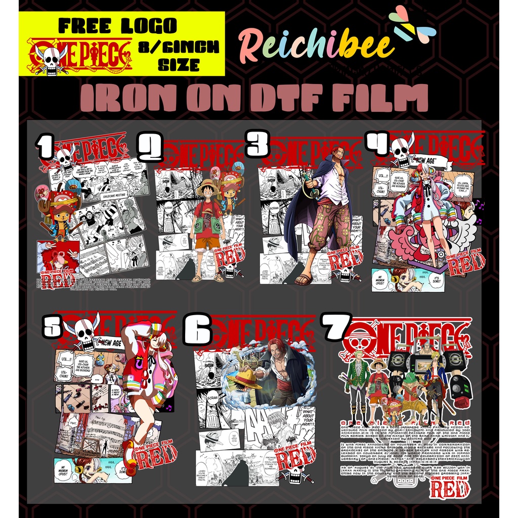 ONE PIECE RED DTF IRON ON STICKER | Shopee Philippines
