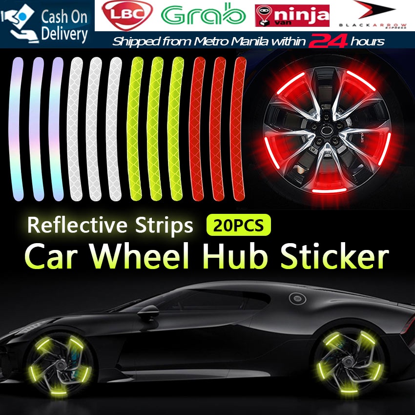 20Pcs Universal Car Wheel Reflective Sticker for Tire Hub Tyre Rim ...
