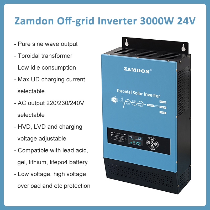 Zamdon Solar Inverter 24V3000W - Toroidal Off Grid Inverter | Shopee ...