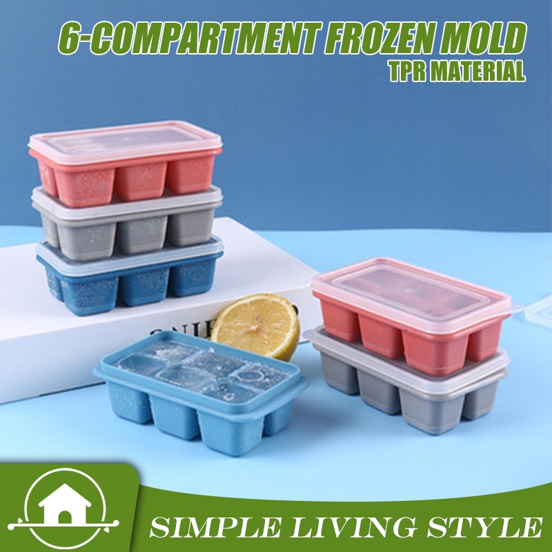 Ice Cube Mold With Cover 6 Grids Ice Cube Ice Box Freezer Mold ...