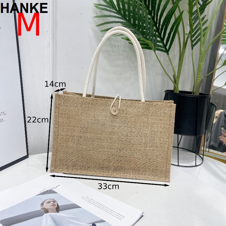 HANKE Abaca Burlap Tote Bag Linen Eco-Friendly Reusable Women's Jute ...