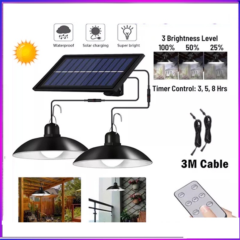 Solar Pendant Light Outdoor Wall Lamp Garden Solar Powered Hanging ...