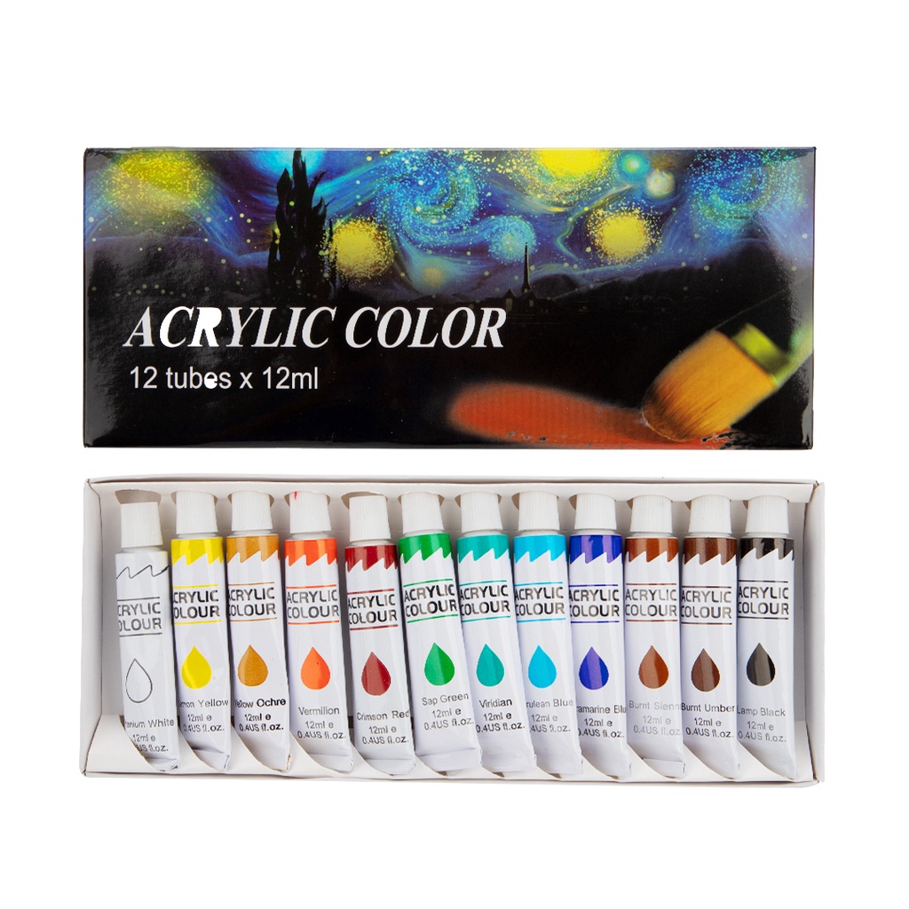 HGS 12ml Acrylic Paint Set 12/18/24/36 Color Professional Artist ...