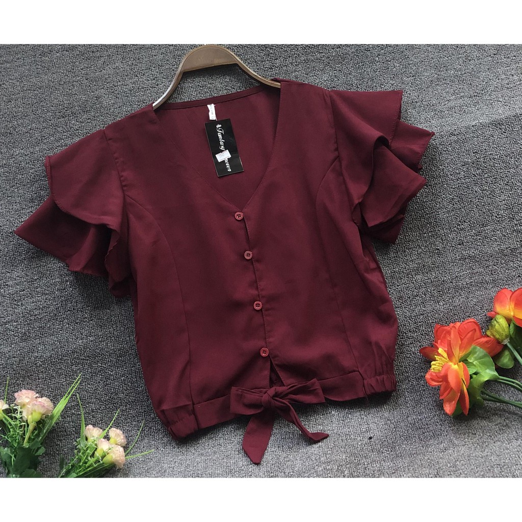 Style Crop Top plain short sleeve with tie | Shopee Philippines