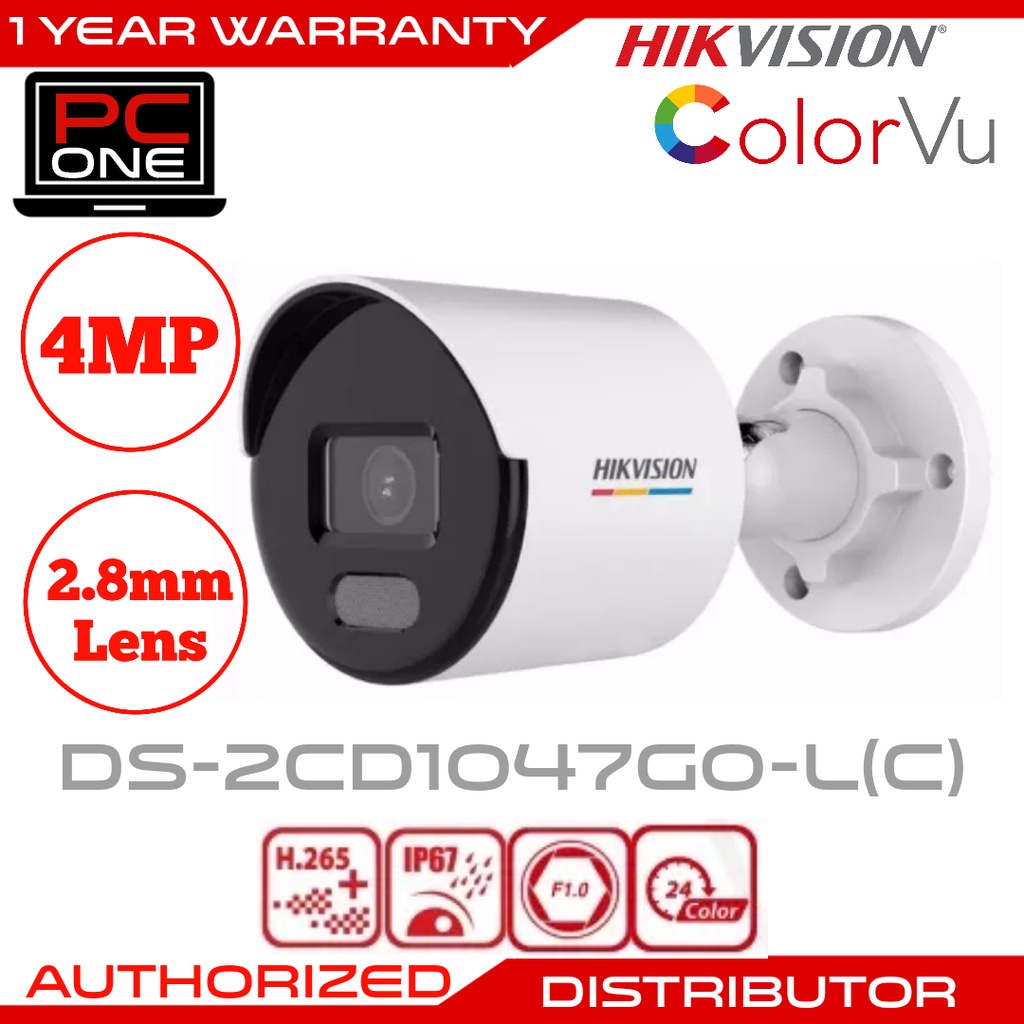 HIKVISION ColorVu Lite DS-2CD1047G0-L(C) 4MP IP67 Fixed Bullet IPC | Shopee Philippines