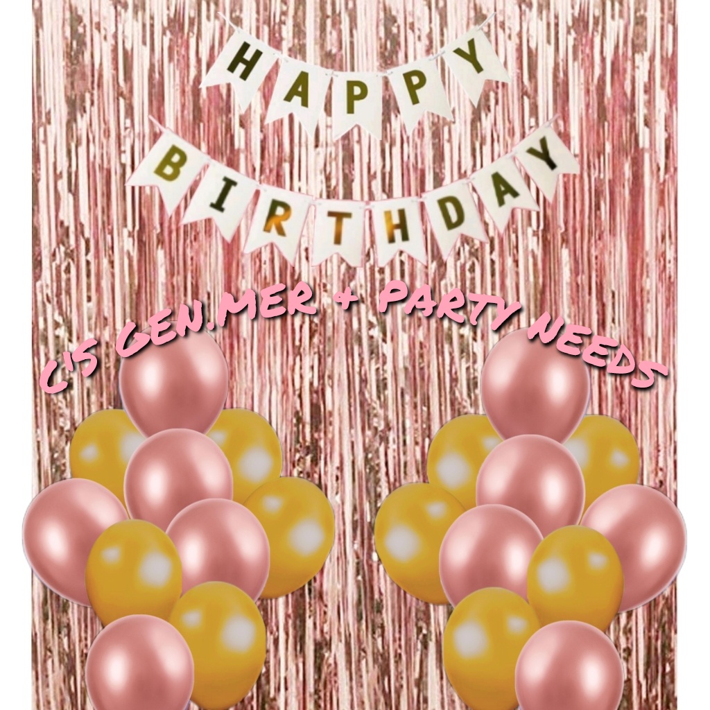 HBD SET - Happy Birthday Package Rose Gold - Gold Theme Party ...