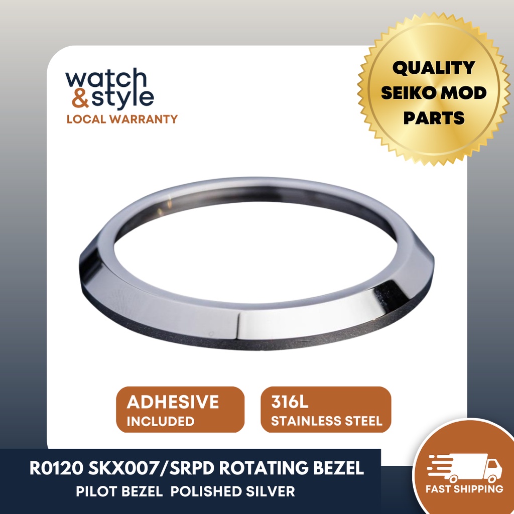 R0120 SKX007/SRPD Pilot Rotating Bezel - Polished Silver | Shopee ...