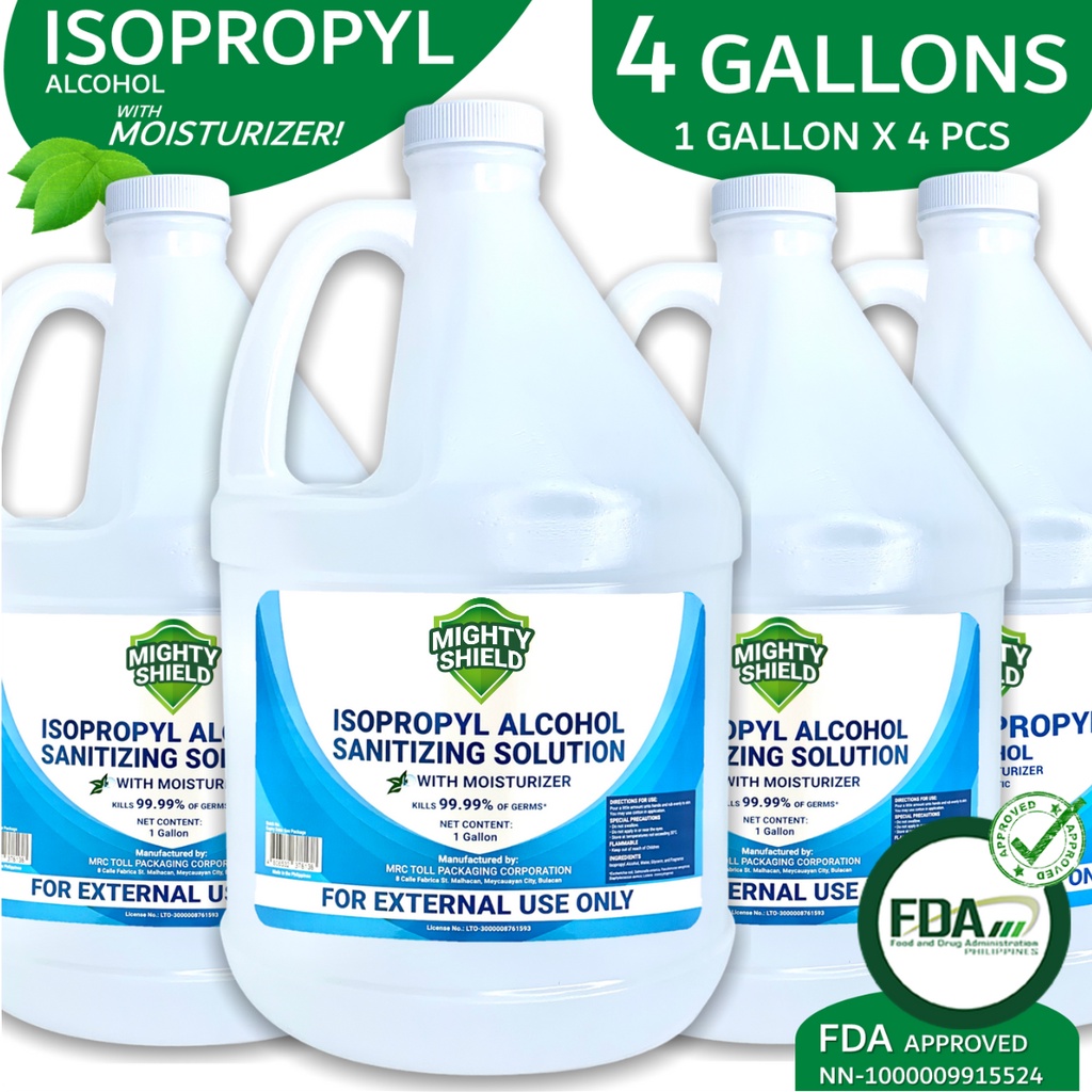 Mighty Shield Isopropyl Alcohol with Moisturizer - ISO 4 GALLONS SET (1 ...