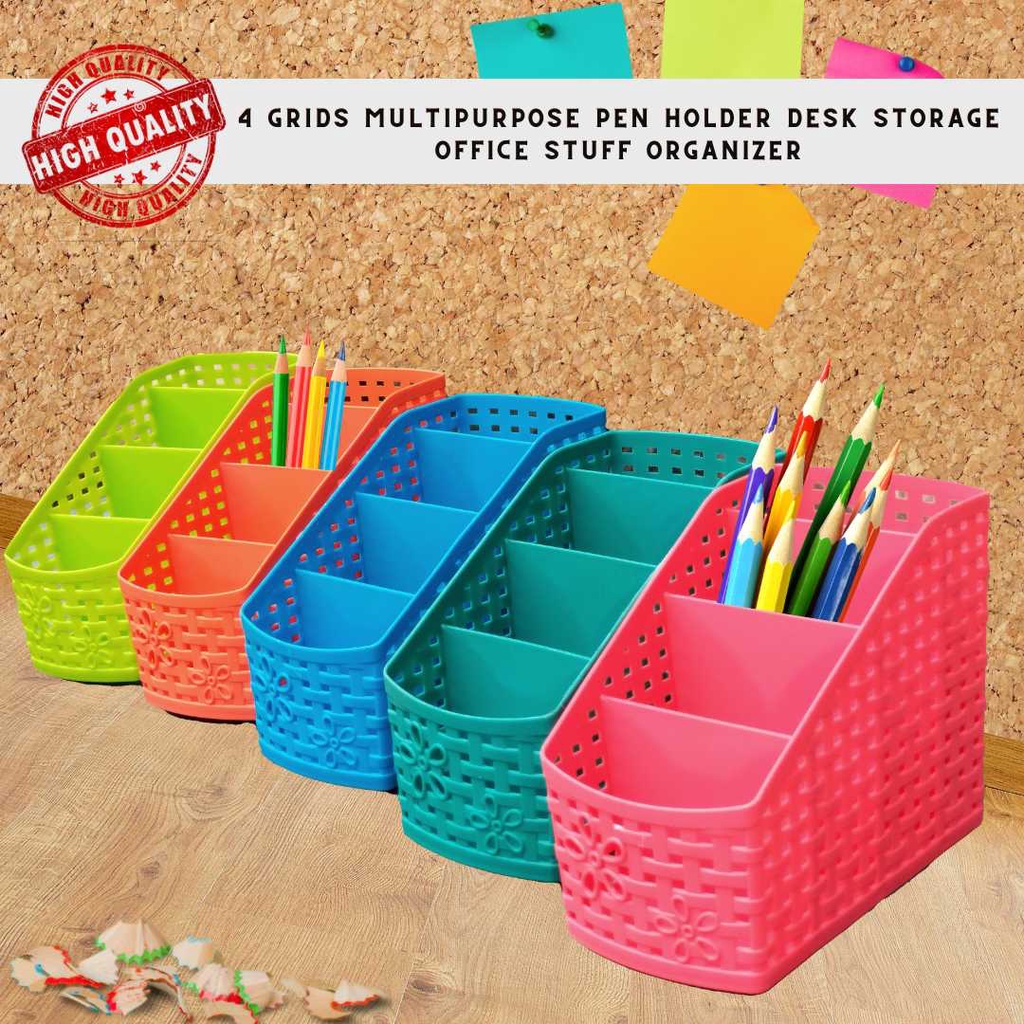 4 Grids Multipurpose Holder Desk Storage Office Organizer | Shopee ...