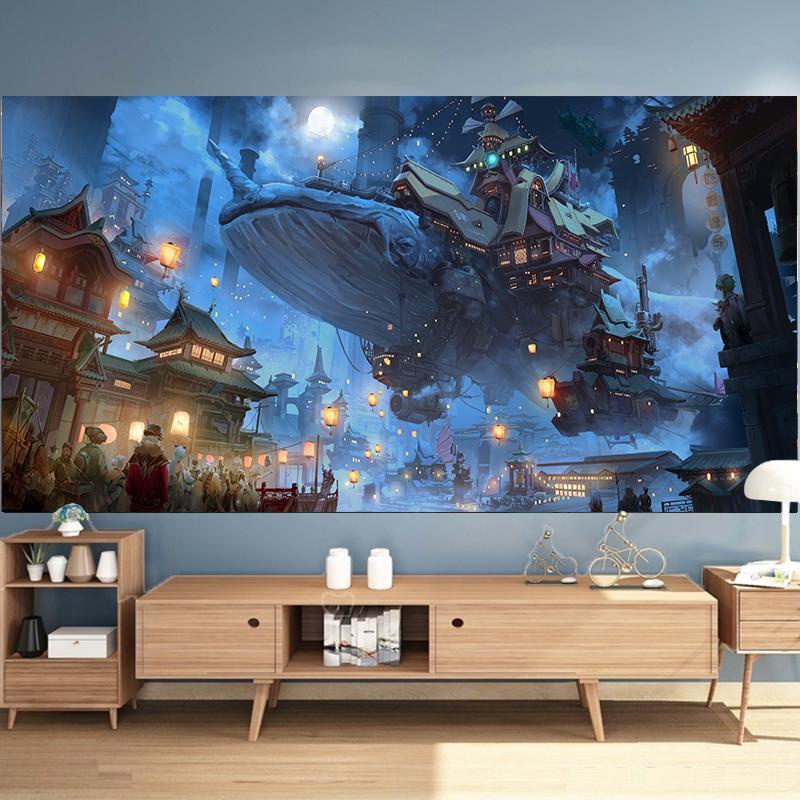 Anime Genshin Poster Tapestry Background Cloth Bedside Layout Wall ...
