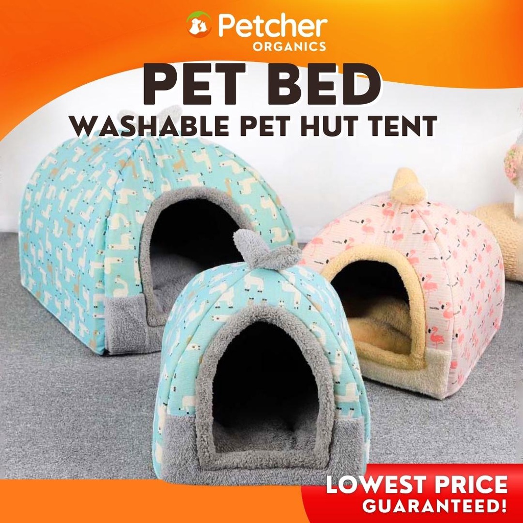 Pet Bed Hut Tent for Dog Cat Soft Kennel Washable Cushion Plush for ...