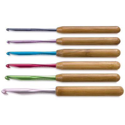 Susan Bates Bamboo Handle Silvalume Aluminum Head Crochet Hook Per ...