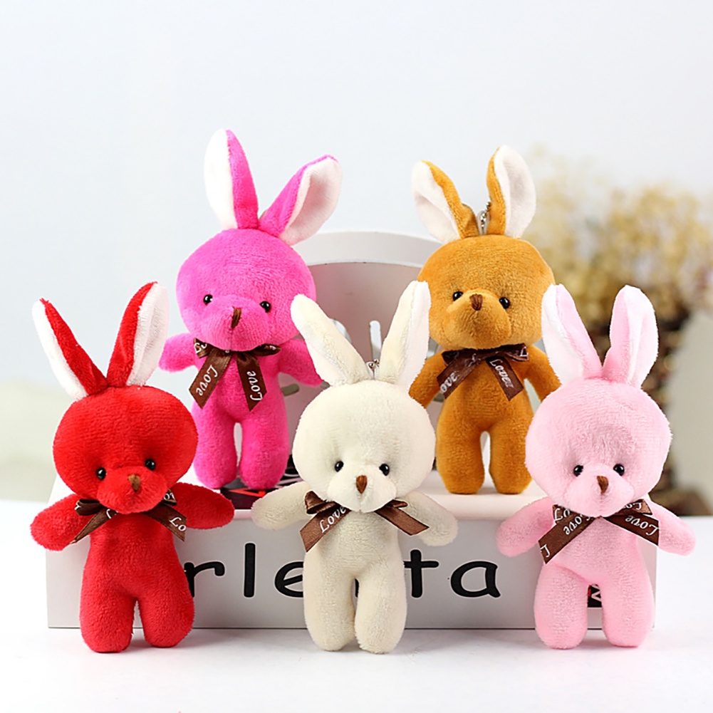 1pc 16CM Plush Toy Rabbit with Ribbon Bow Siamese Rabbits Toys Key ...